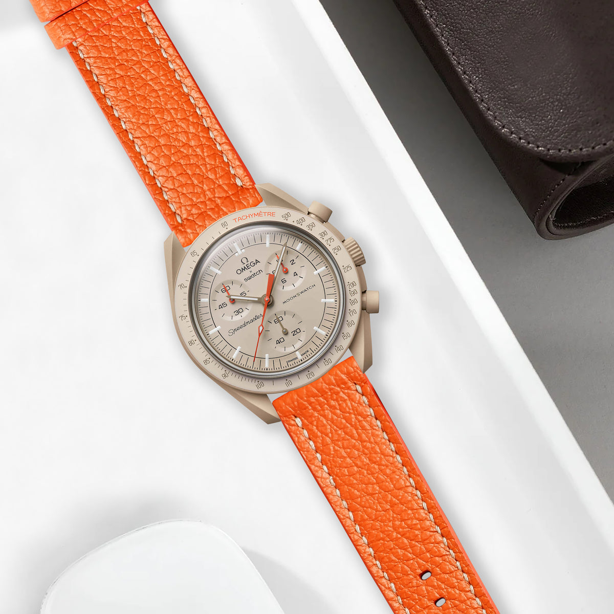Omega MoonSwatch X Swatch Straps - Chevre Orange – Liger Straps