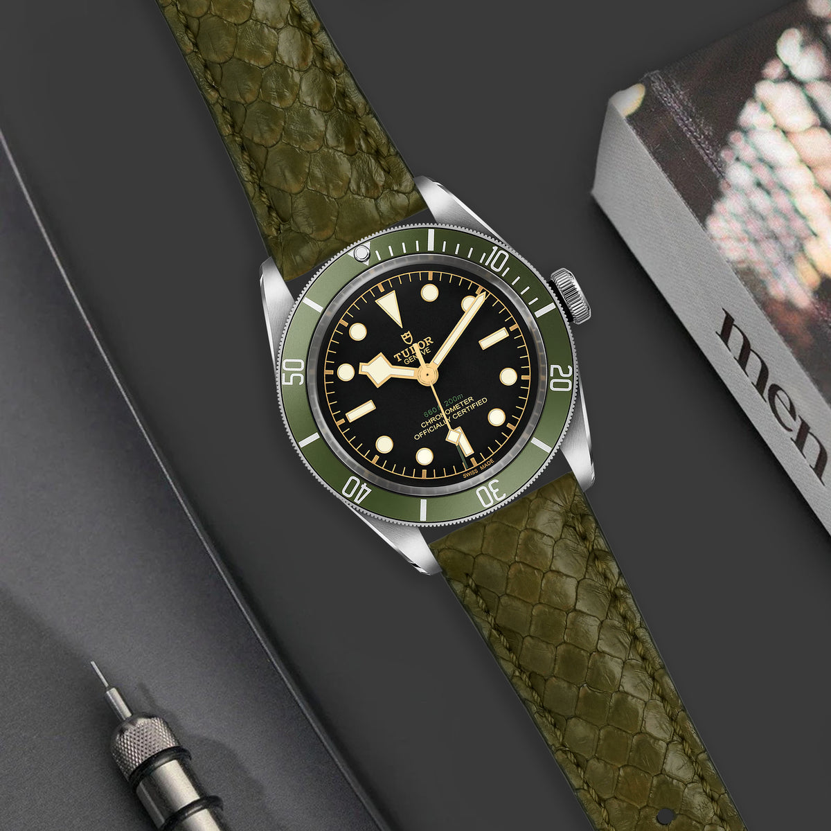 Tudor Blackbay 41mm Straps - Python Olive – Liger Straps