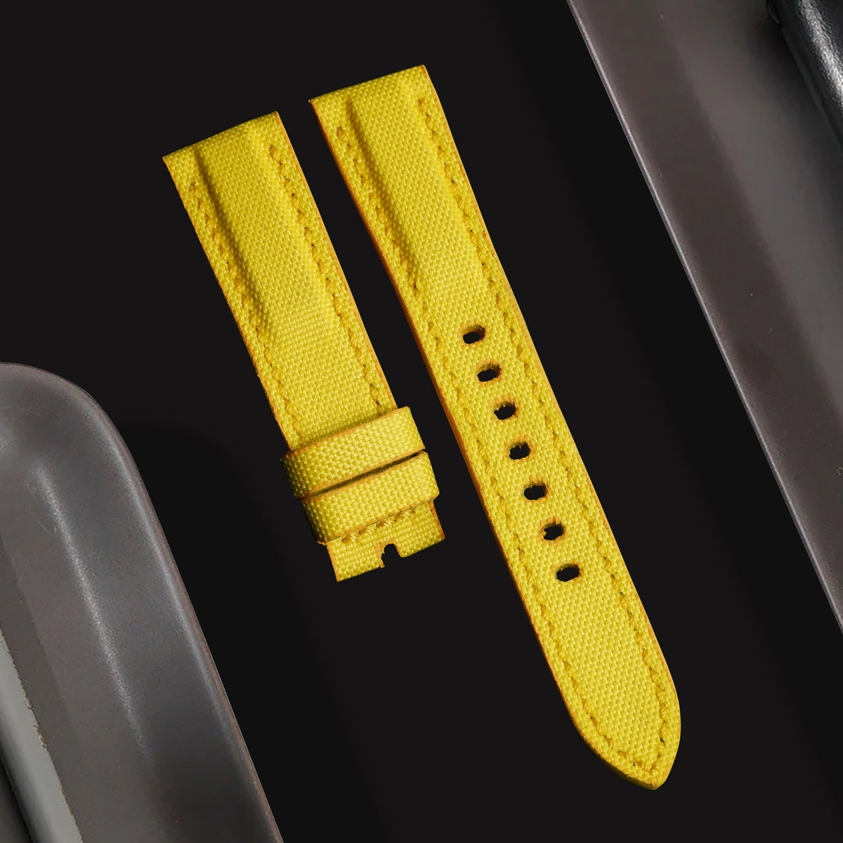 Omega Dark Side Of The Moon Straps - Canvas Extreme Padded Yellow – Liger Straps
