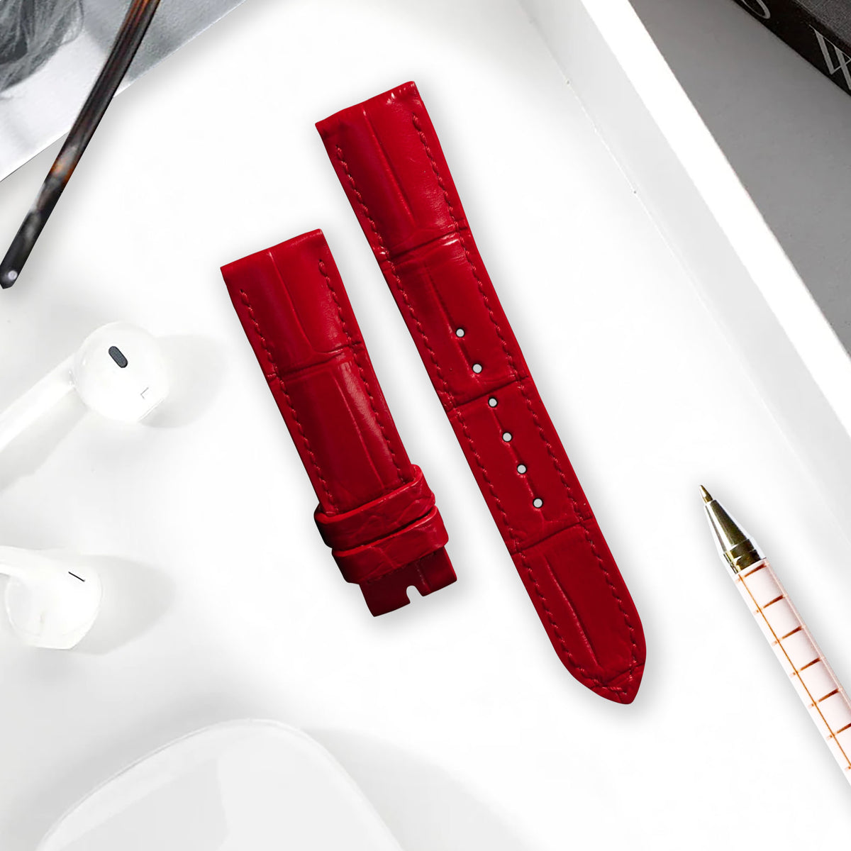 IWC Pilot Straps - Croco Red – Liger Straps