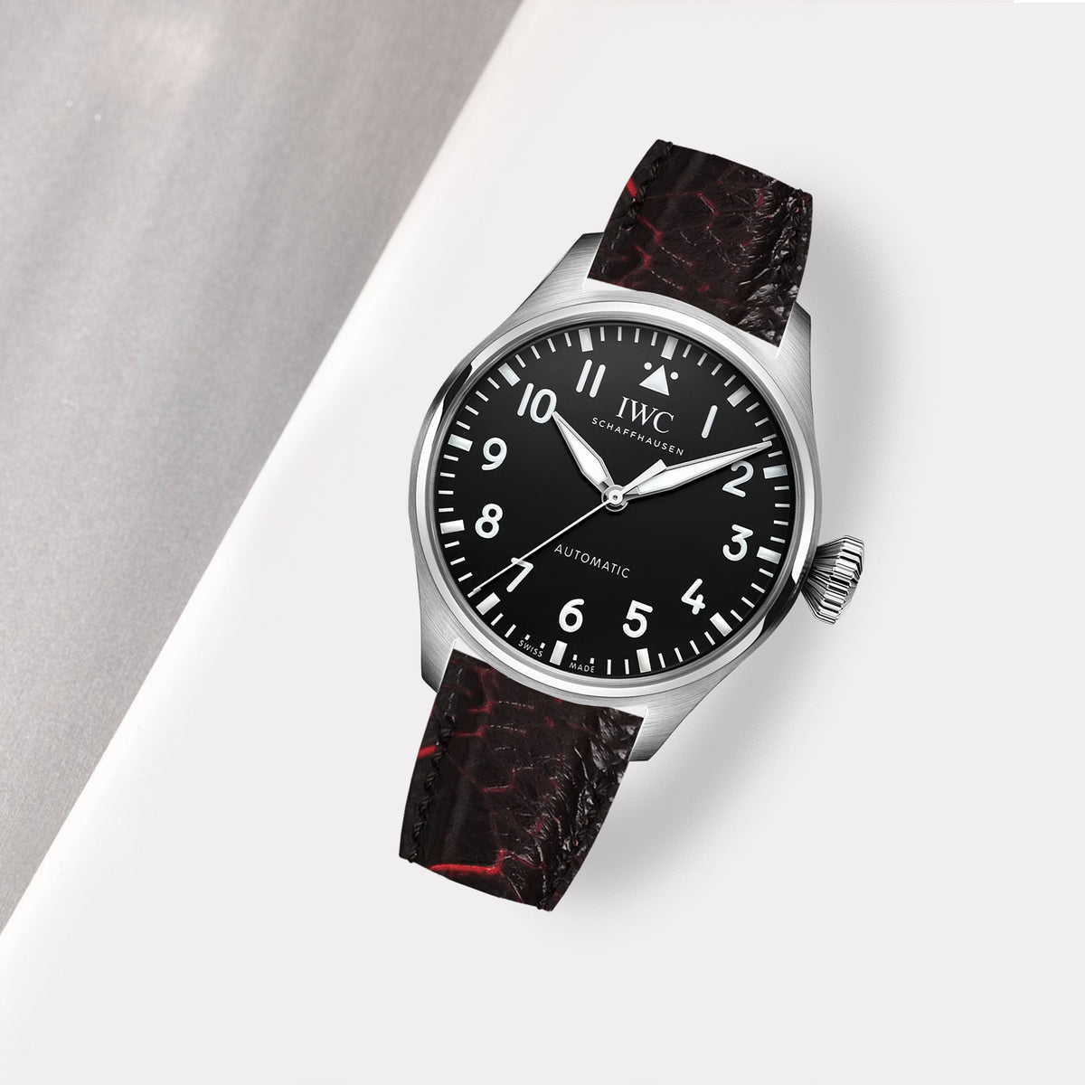 IWC Pilot Straps - Ostrich Leg Vulcan Red – Liger Straps