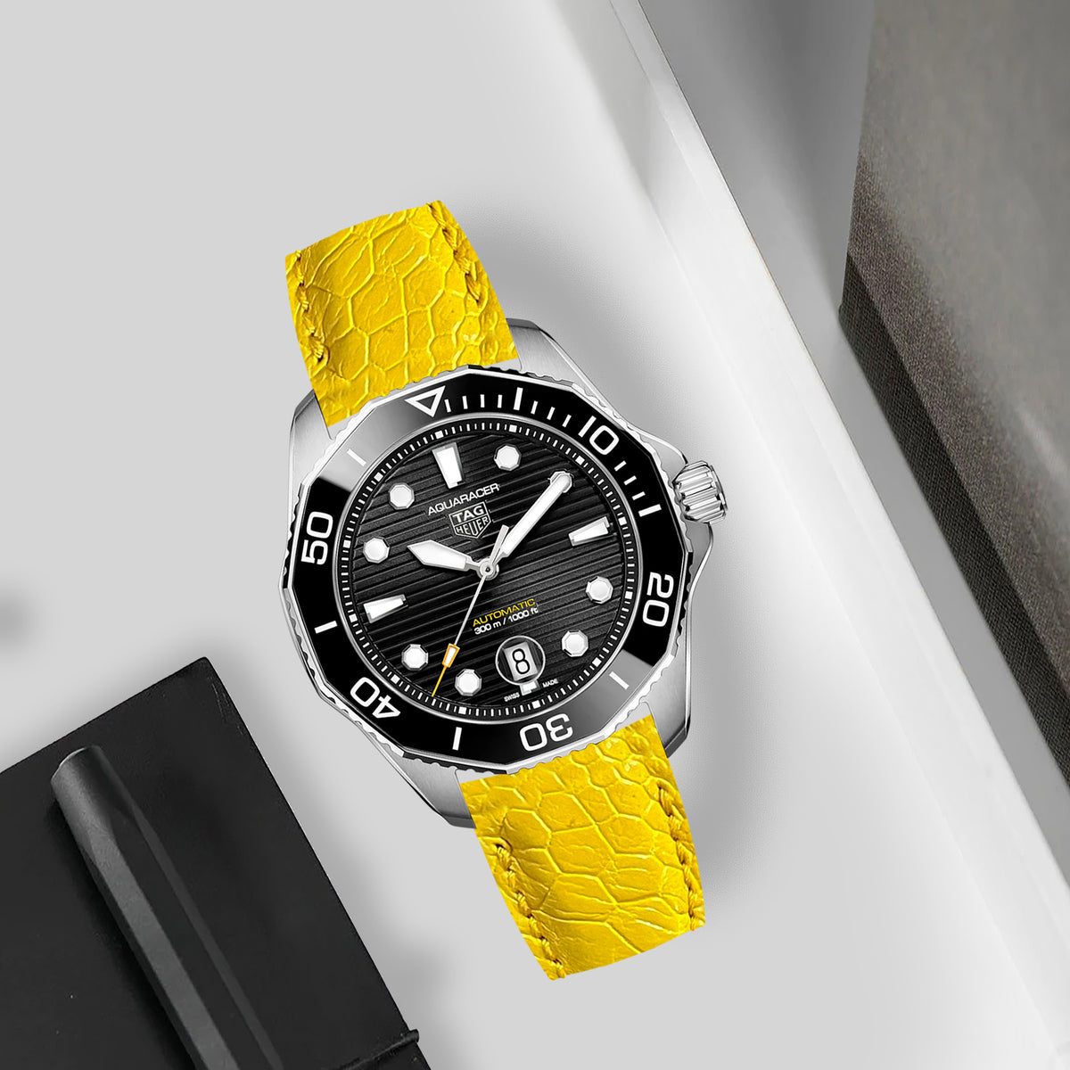 Tag Heuer Aquaracer Straps - Ostrich Leg Yellow – Liger Straps
