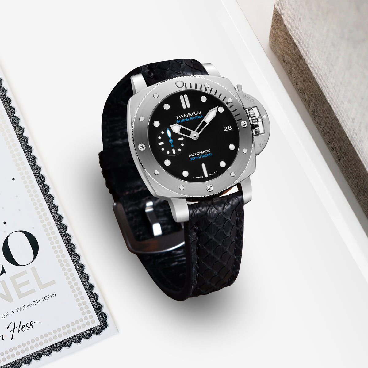 Panerai Submersible Straps - Python Black – Liger Straps