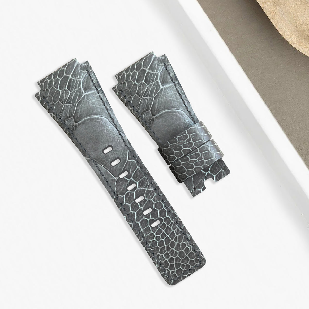 Bell Ross 01, 02, 03, BR X, BR S Straps - Ostrich Leg Light Grey – Liger Straps