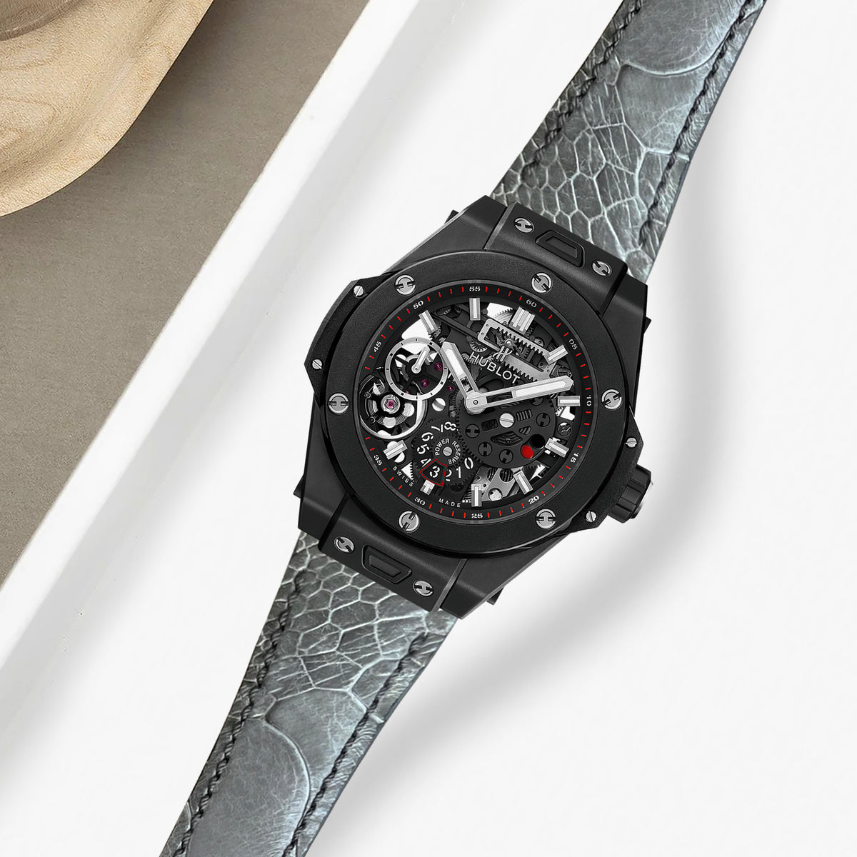 Hublot Unico One Click Straps - Ostrich Leg Light Grey – Liger Straps