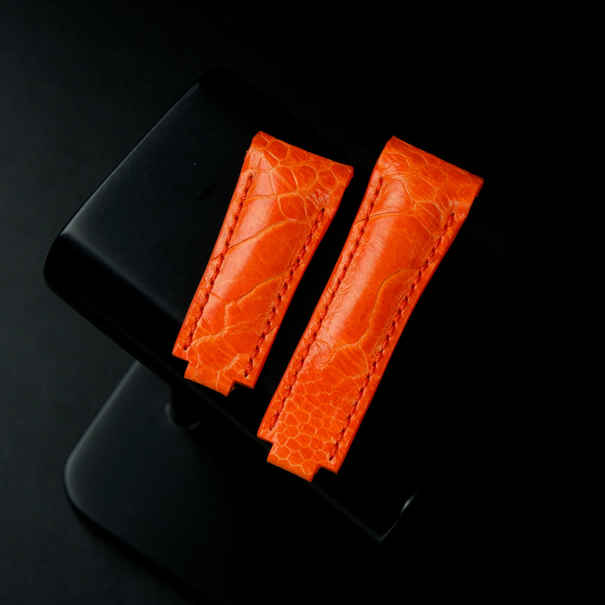 Curved End Straps - Ostrich Leg Orange – Liger Straps