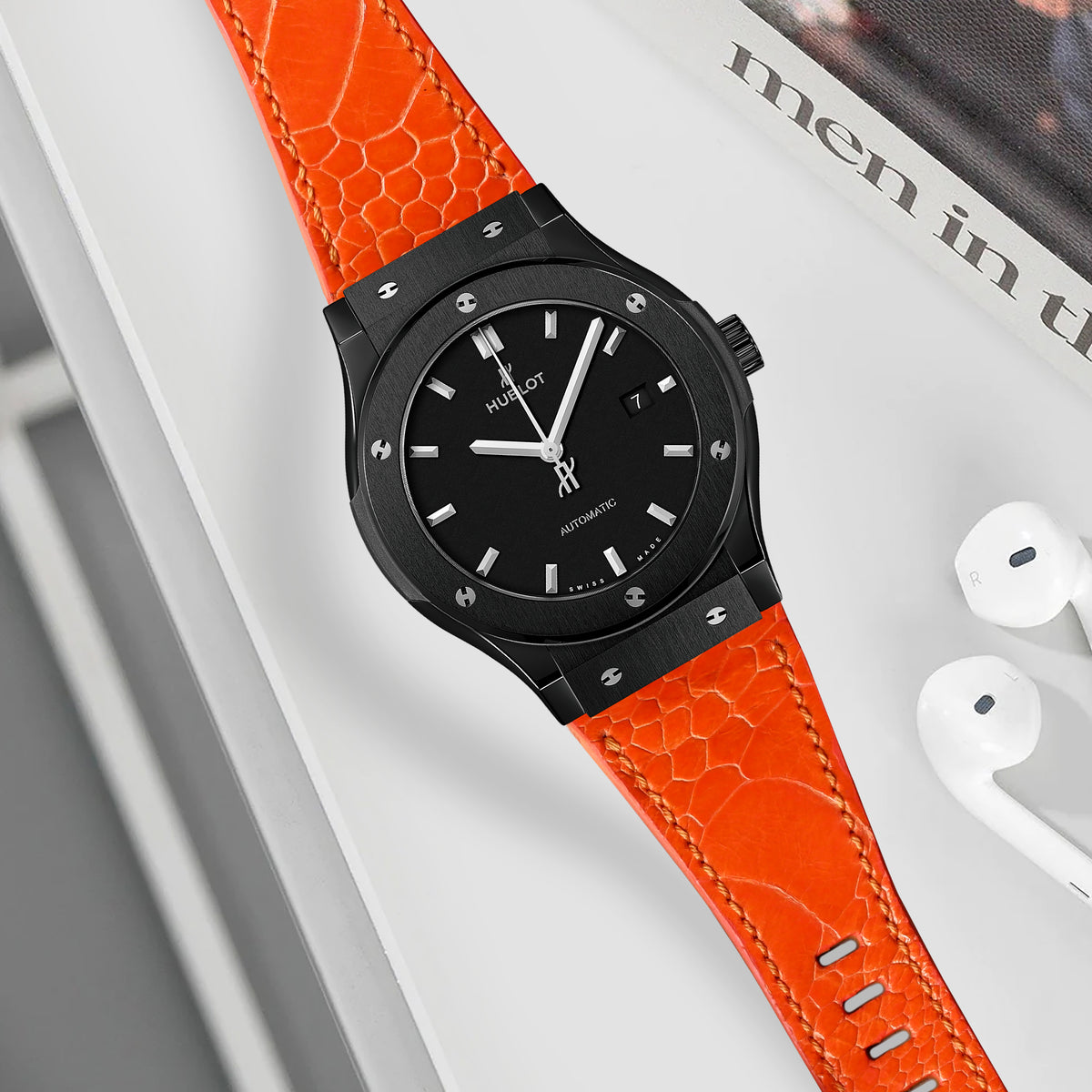 Hublot Classic Fusion Straps - Ostrich Leg Orange – Liger Straps