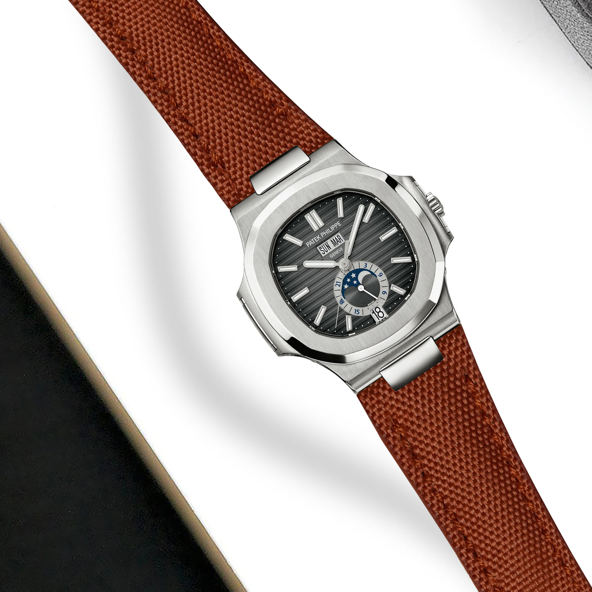 Patek Nautilus Straps - Canvas Bourbon – Liger Straps