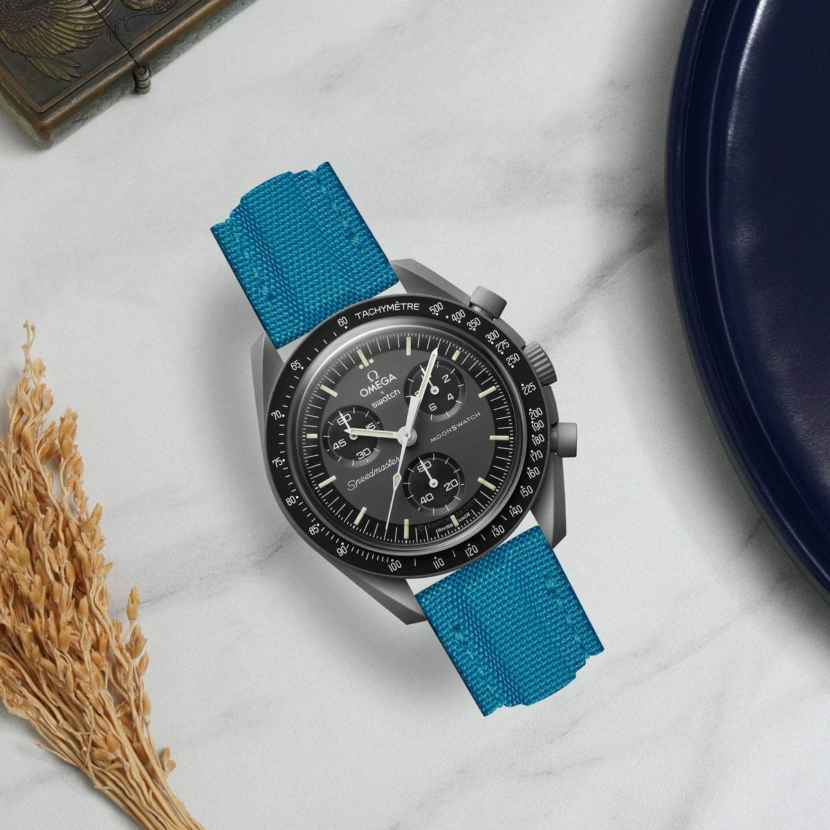 Omega MoonSwatch X Swatch Straps - Canvas Extreme Padded Cyan – Liger Straps