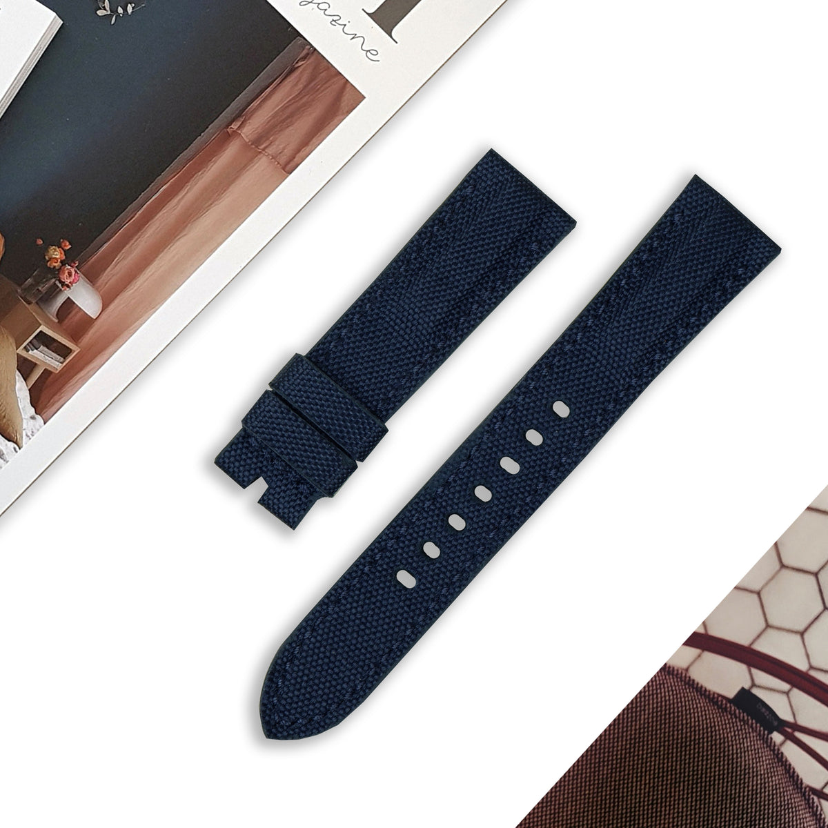 Breitling Navitimer Straps Canvas Extreme Padded Navy Blue Liger Straps