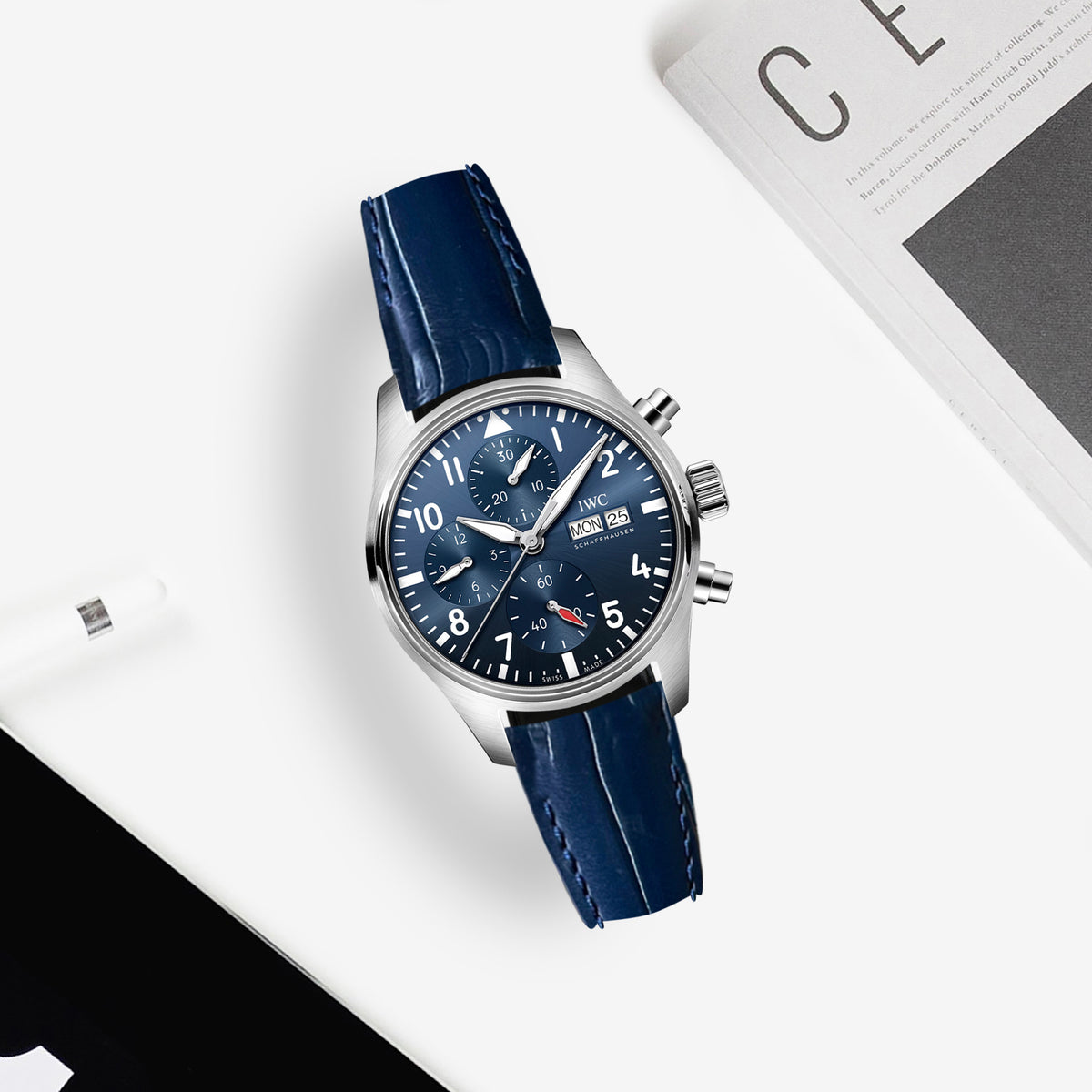 IWC Easx Change Straps - Croco Navy Blue – Liger Straps