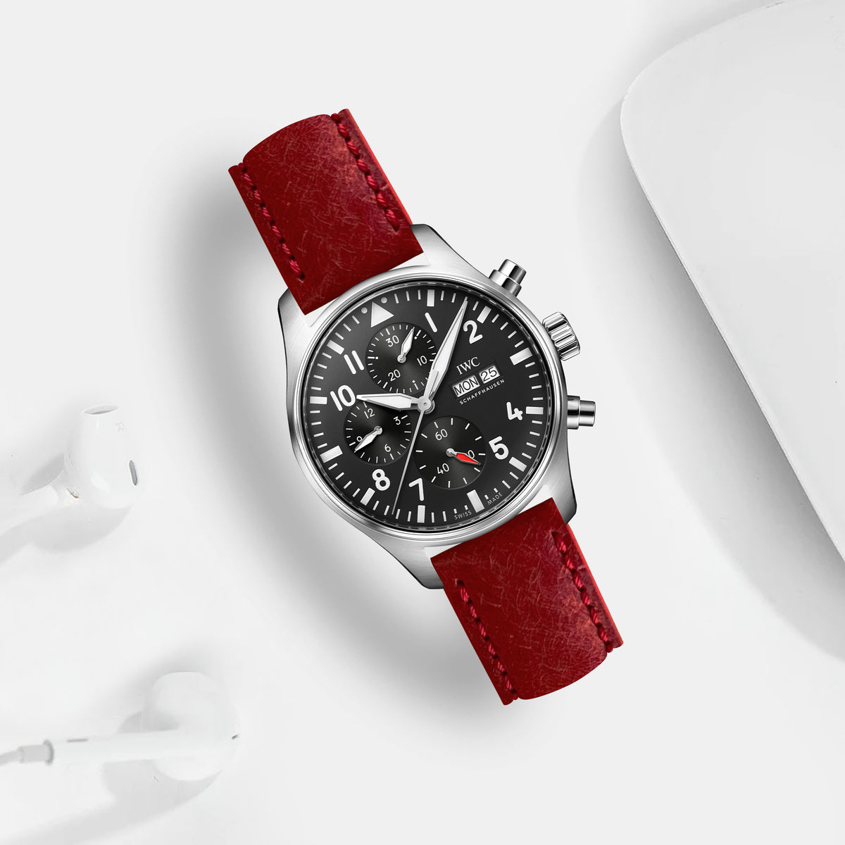 IWC Pilot Straps - Ghachos Buffed Red – Liger Straps
