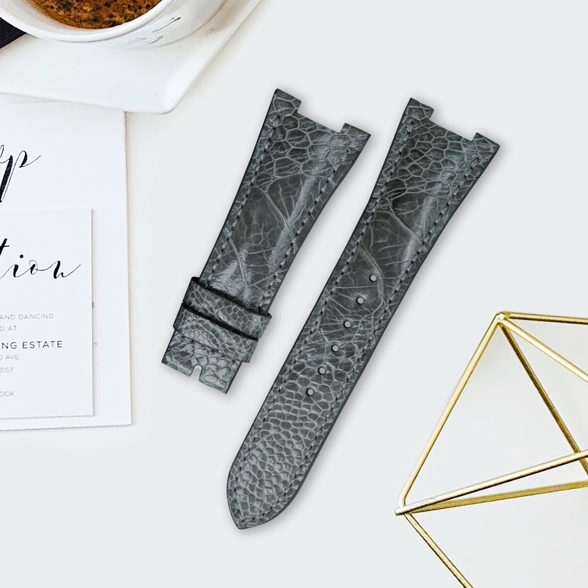 Patek Nautilus Straps - Ostrich Leg Light Grey – Liger Straps