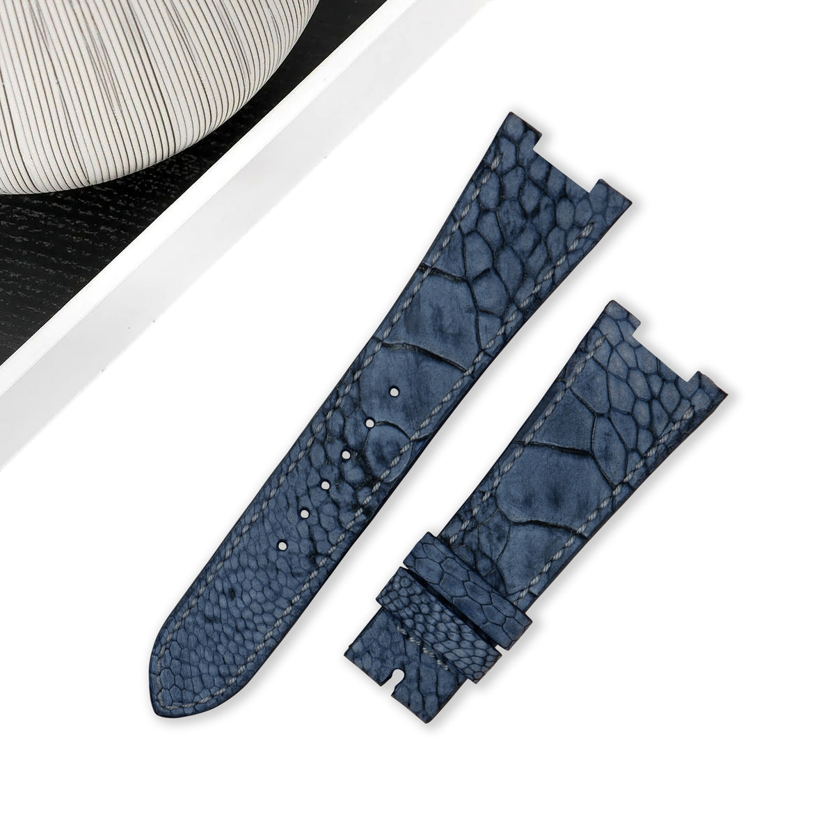 Patek Nautilus Straps - Ostrich Leg Nubuck Denim – Liger Straps