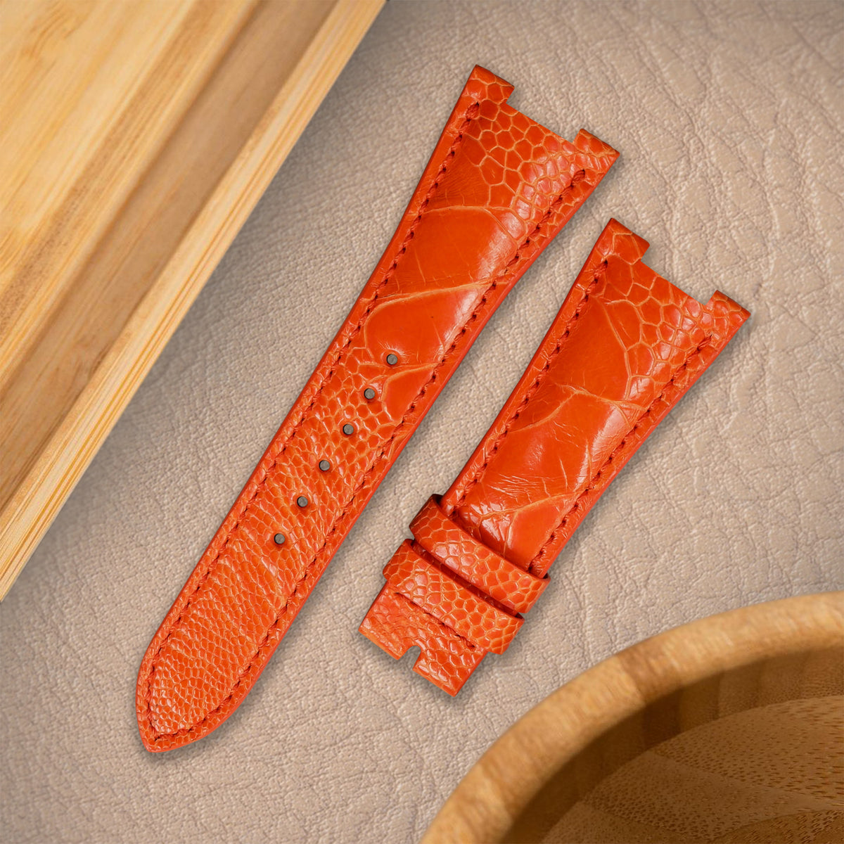 Patek Nautilus Straps - Ostrich Leg Orange – Liger Straps
