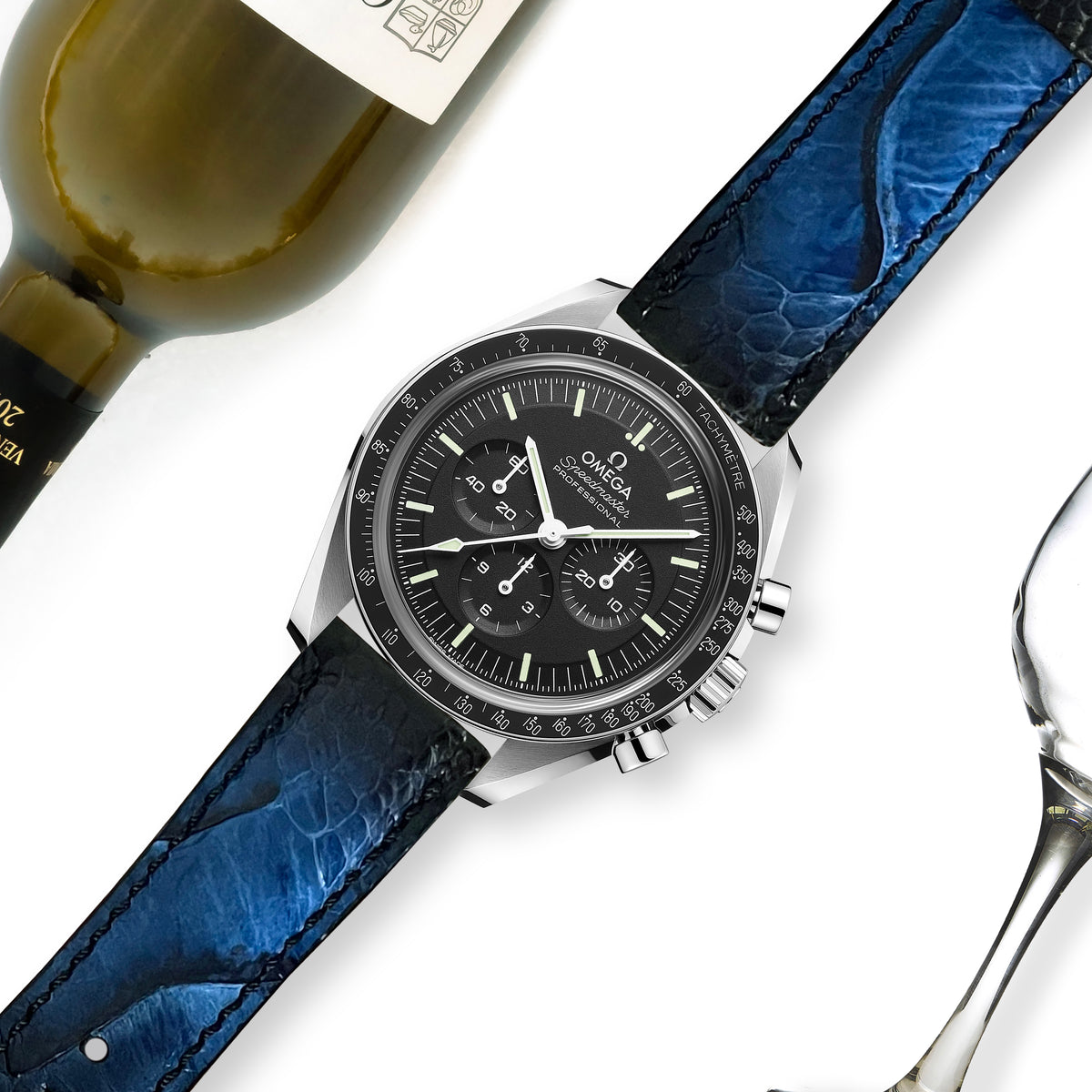 Omega Speedmaster Moonwatch Straps - Ostrich Leg Space Blue – Liger Straps
