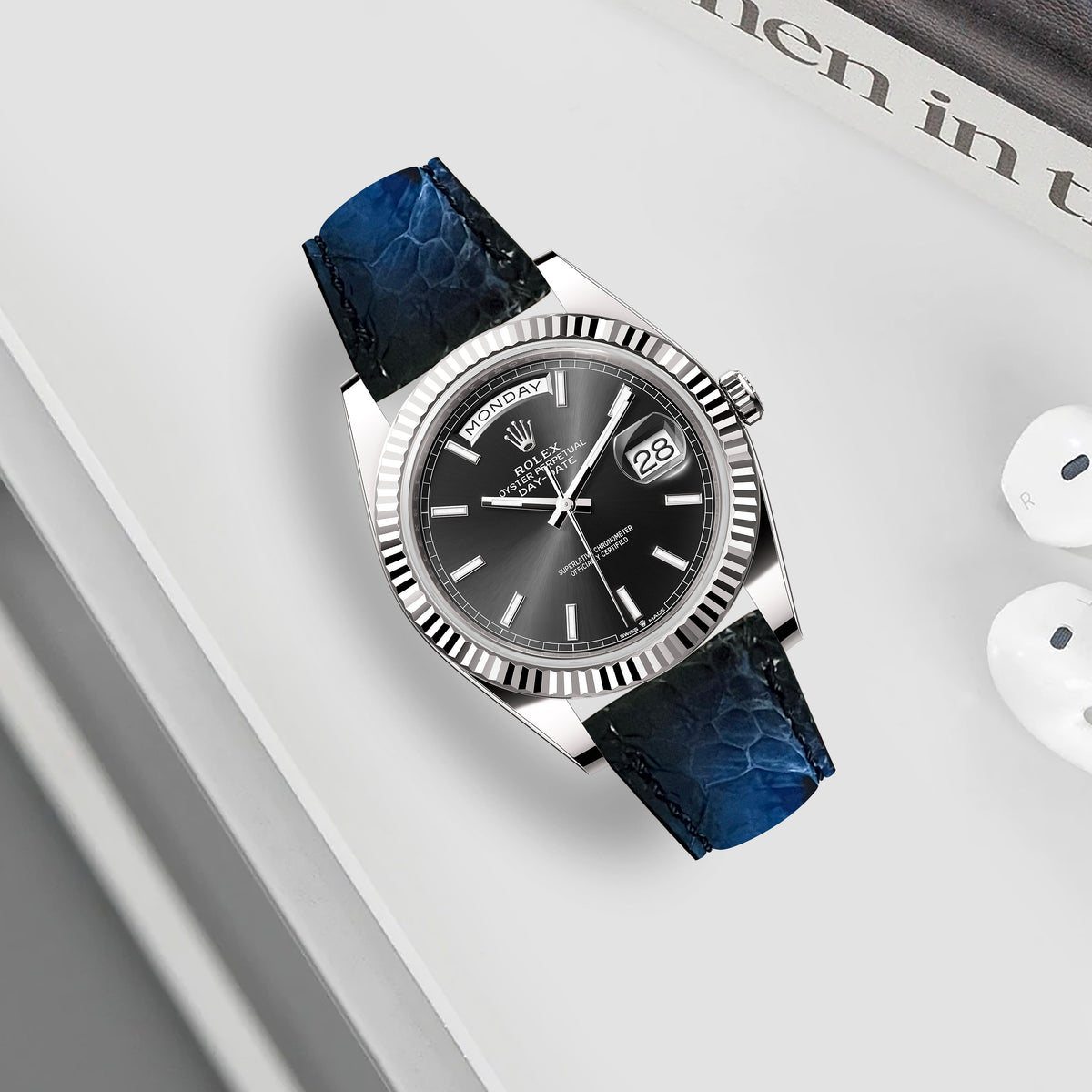 Rolex Daydate Straps - Ostrich Leg Space Blue – Liger Straps