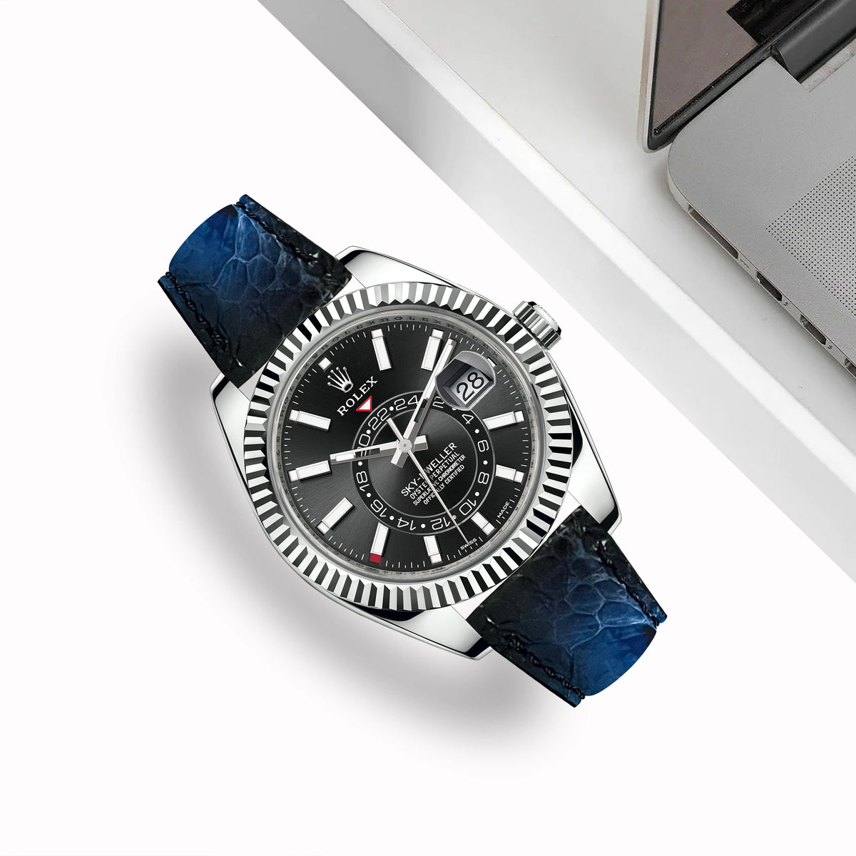 Rolex Sky-Dweller Straps - Ostrich Leg Space Blue – Liger Straps