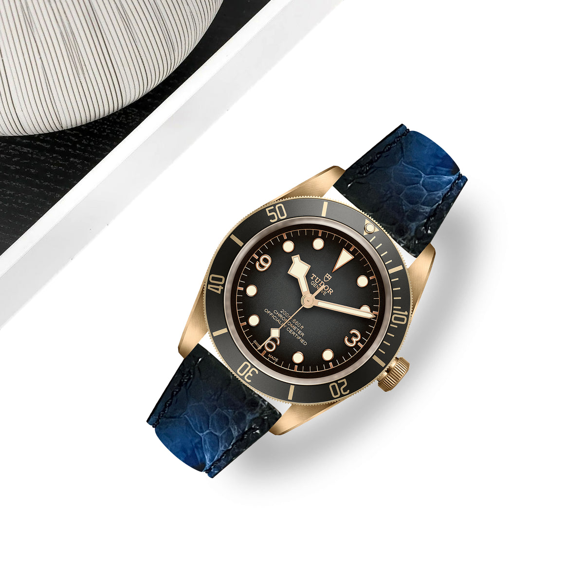 Tudor Blackbay Bronze 43mm Straps - Ostrich Leg Space Blue – Liger Straps