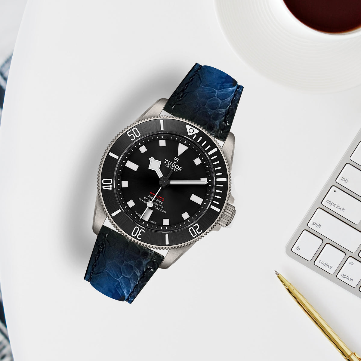 Tudor Pelagos Straps - Ostrich Leg Space Blue – Liger Straps