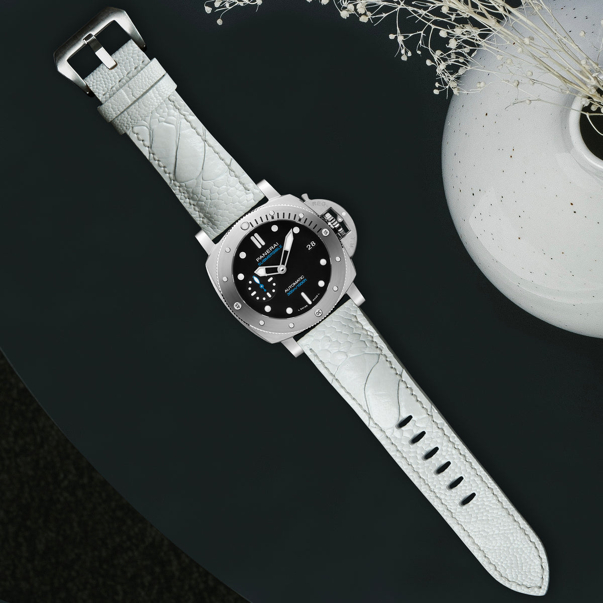 Panerai Submersible Straps - Ostrich Leg White – Liger Straps