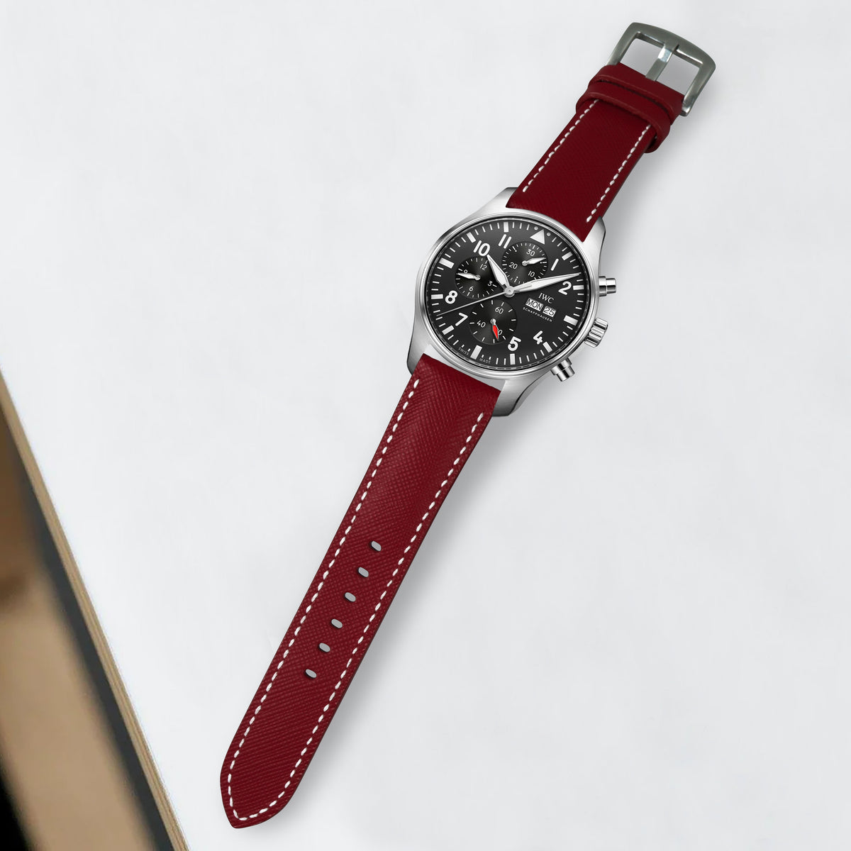 IWC Pilot Straps - Saffiano Maroon – Liger Straps