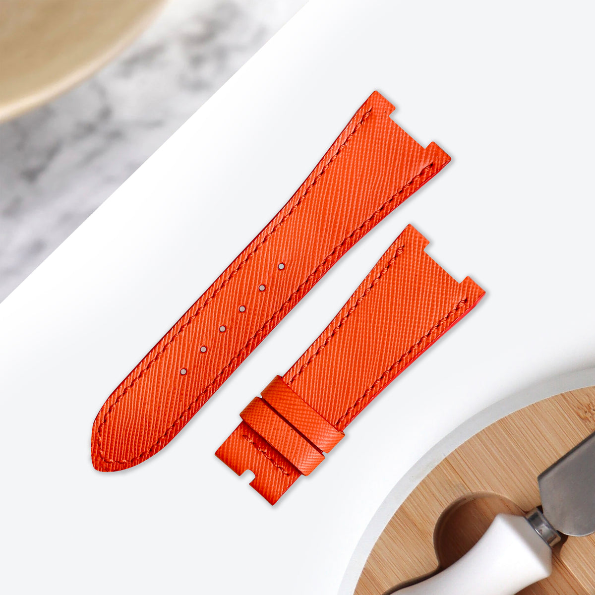 Patek Nautilus Straps - Saffiano Orange – Liger Straps