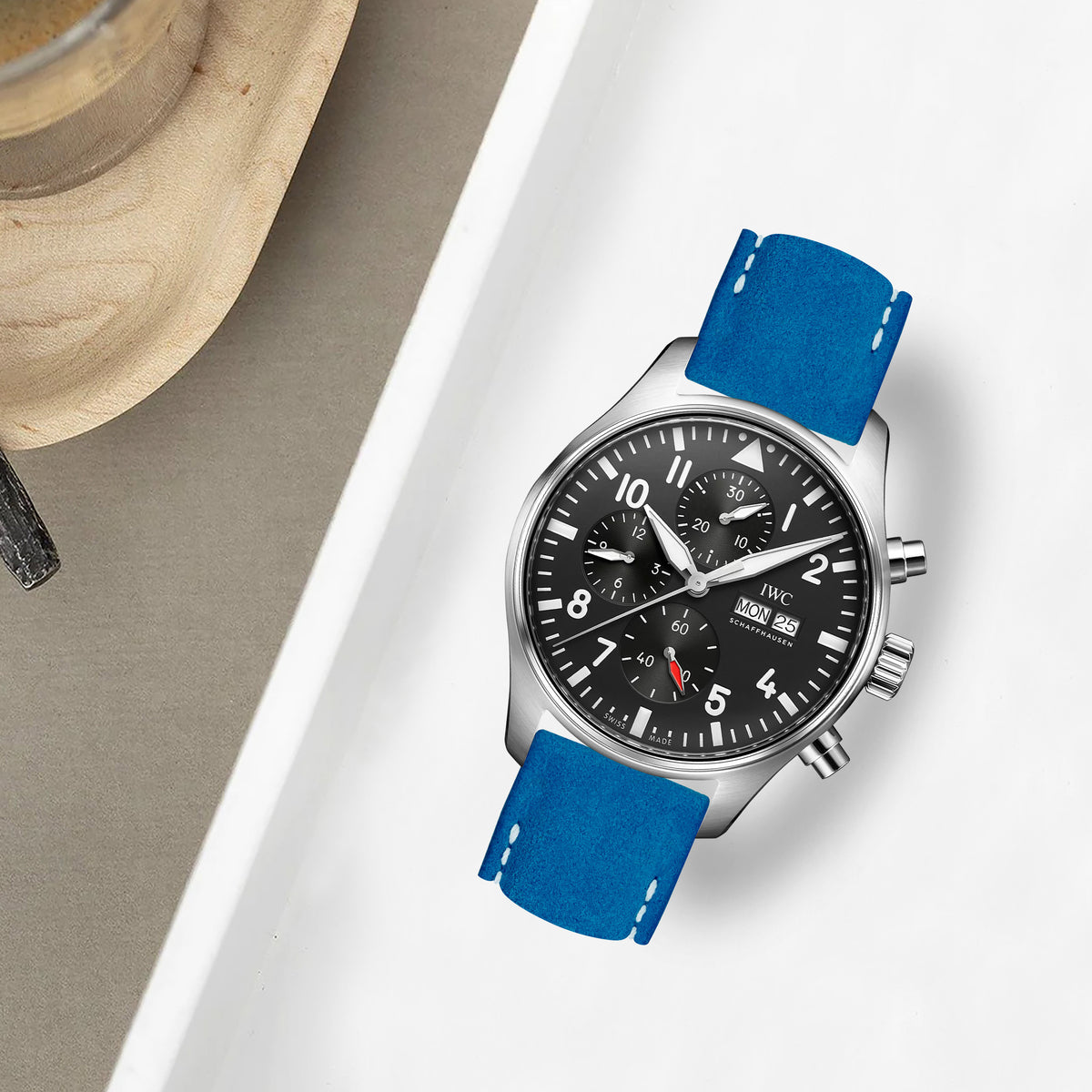 IWC Easx Change Straps - Suede Sky Blue – Liger Straps