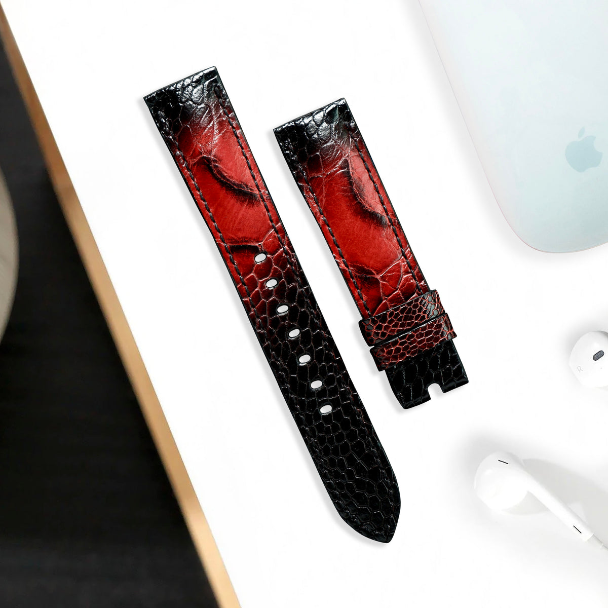 Breitling Avenger Straps - Ostrich Leg Red Dragon – Liger Straps