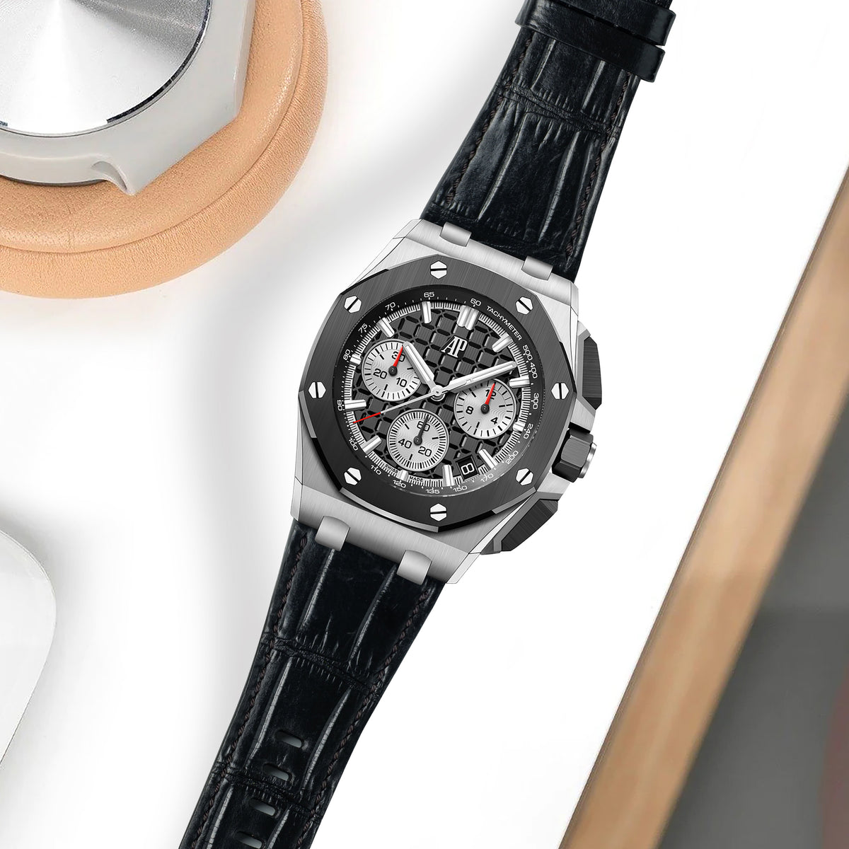 AP ROO 44mm Straps - AP Croco Black – Liger Straps