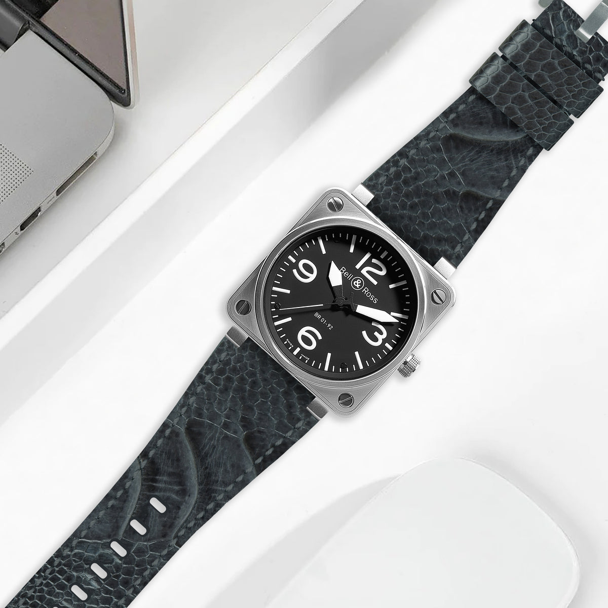 Bell Ross 01, 02, 03, BR X, BR S Straps - Ostrich Leg Iron Grey – Liger ...