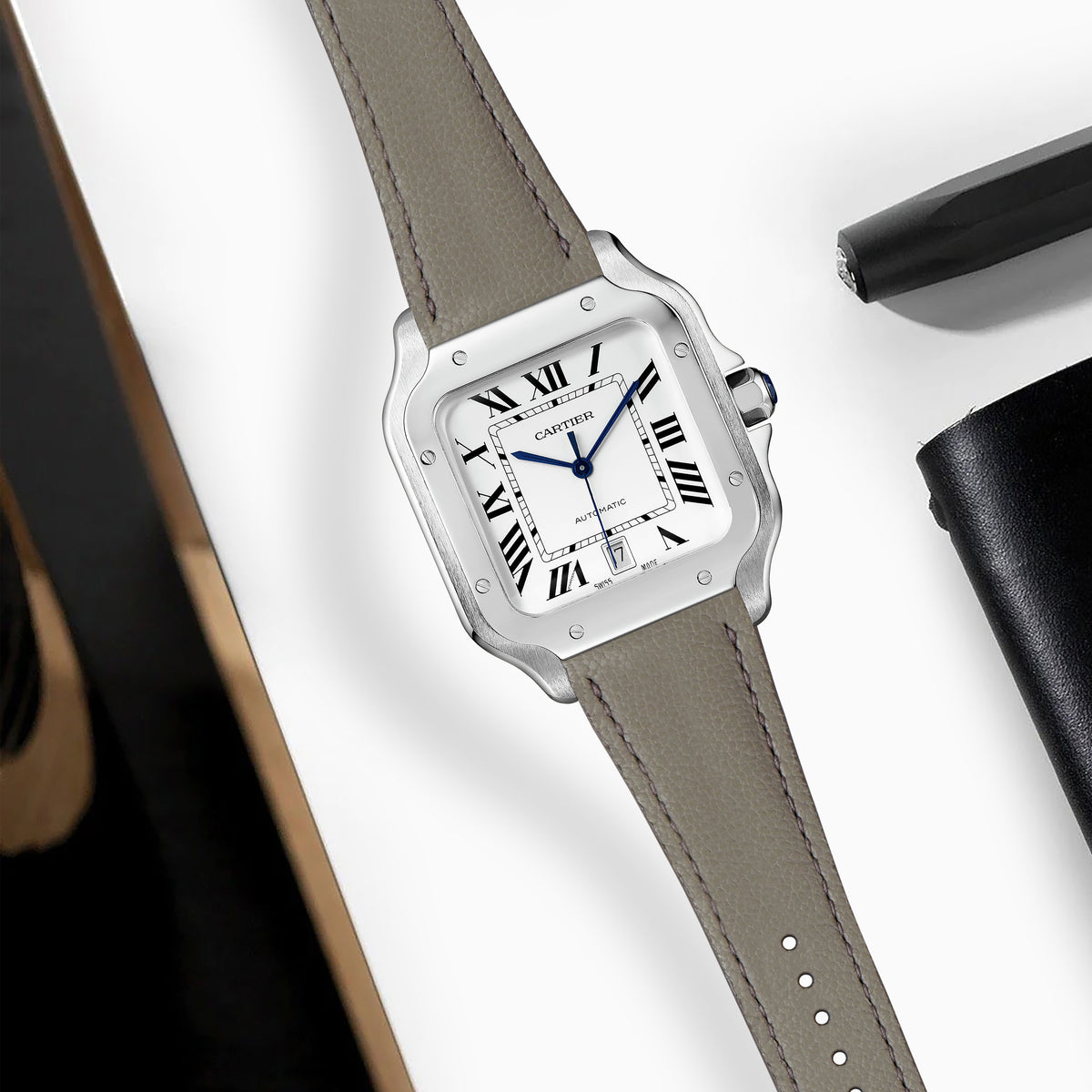Cartier New Santos Quick Release Straps - Chevre Trench – Liger Straps