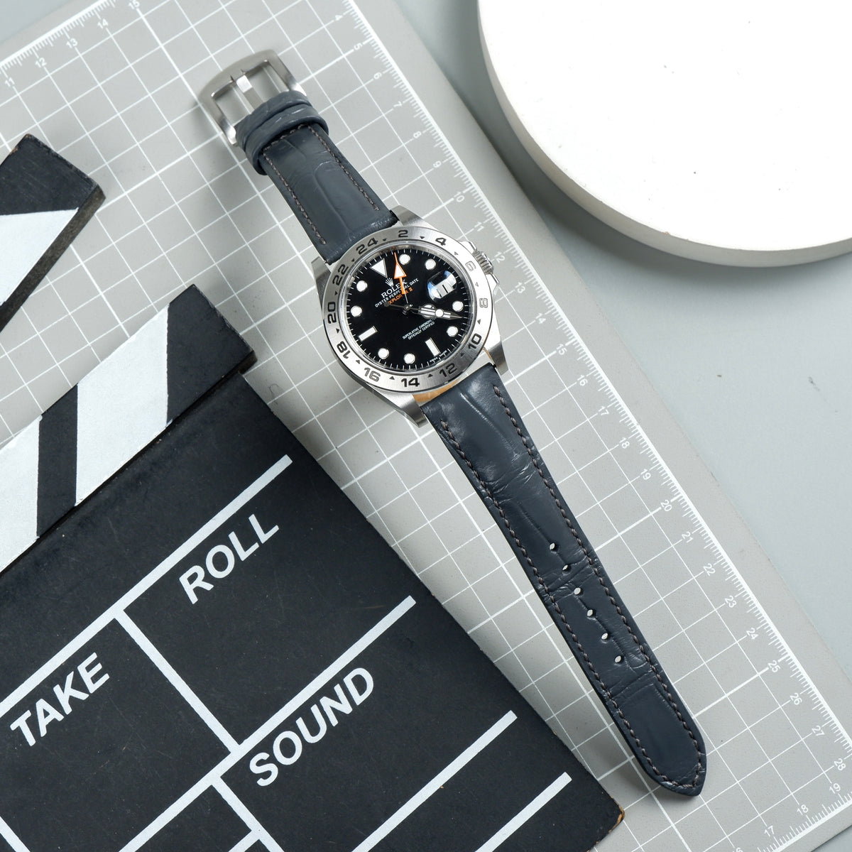 Rolex Explorer Straps - Croco Dark Grey – Liger Straps