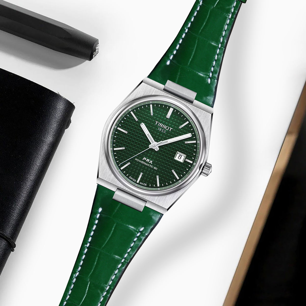 Tissot PRX Straps - Croco Green – Liger Straps