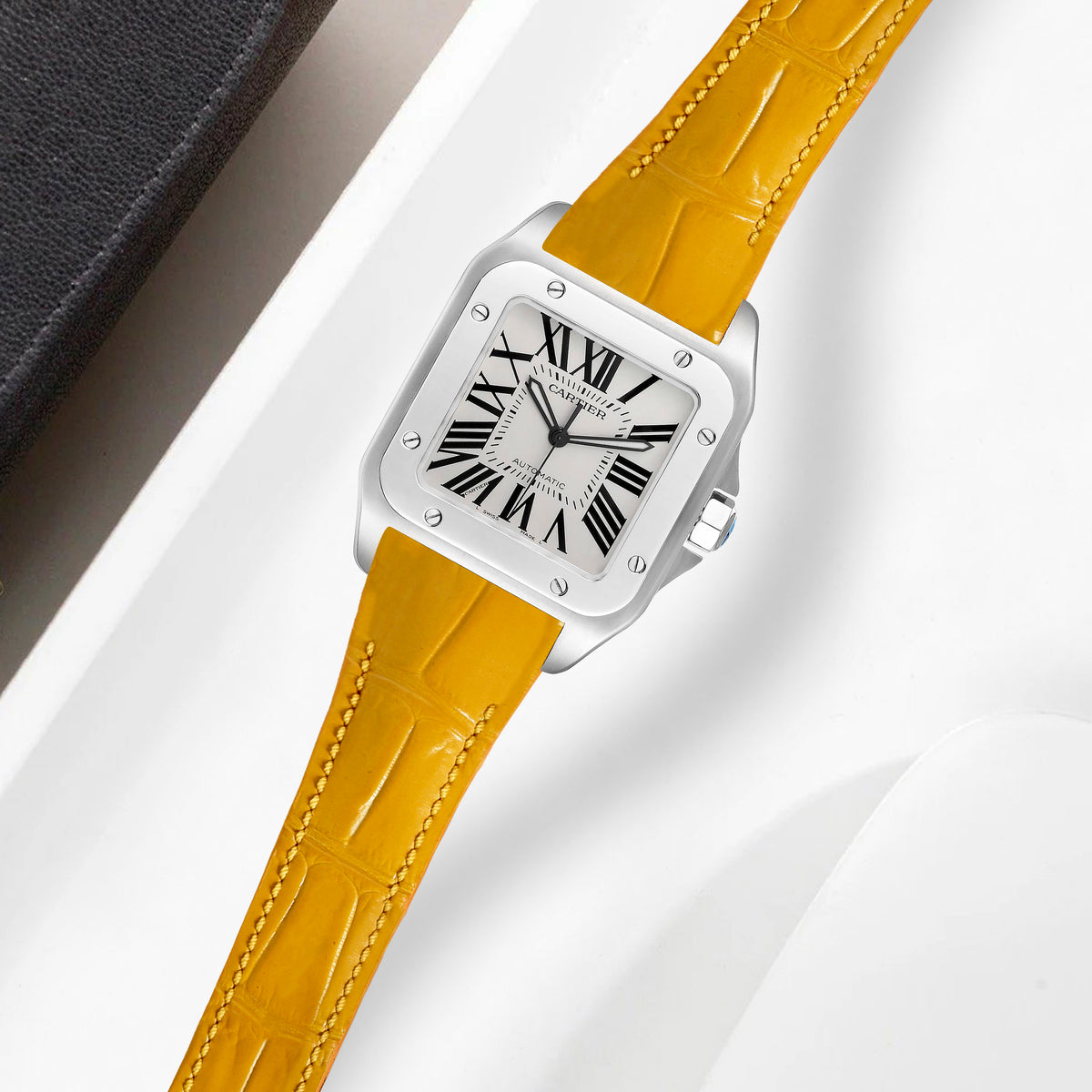 Cartier Santos 100 Straps - Croco Yellow – Liger Straps