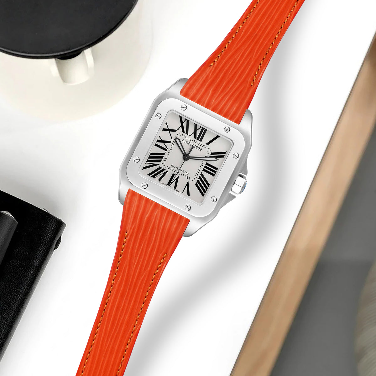 Cartier Santos 100 Straps - Epi Orange – Liger Straps