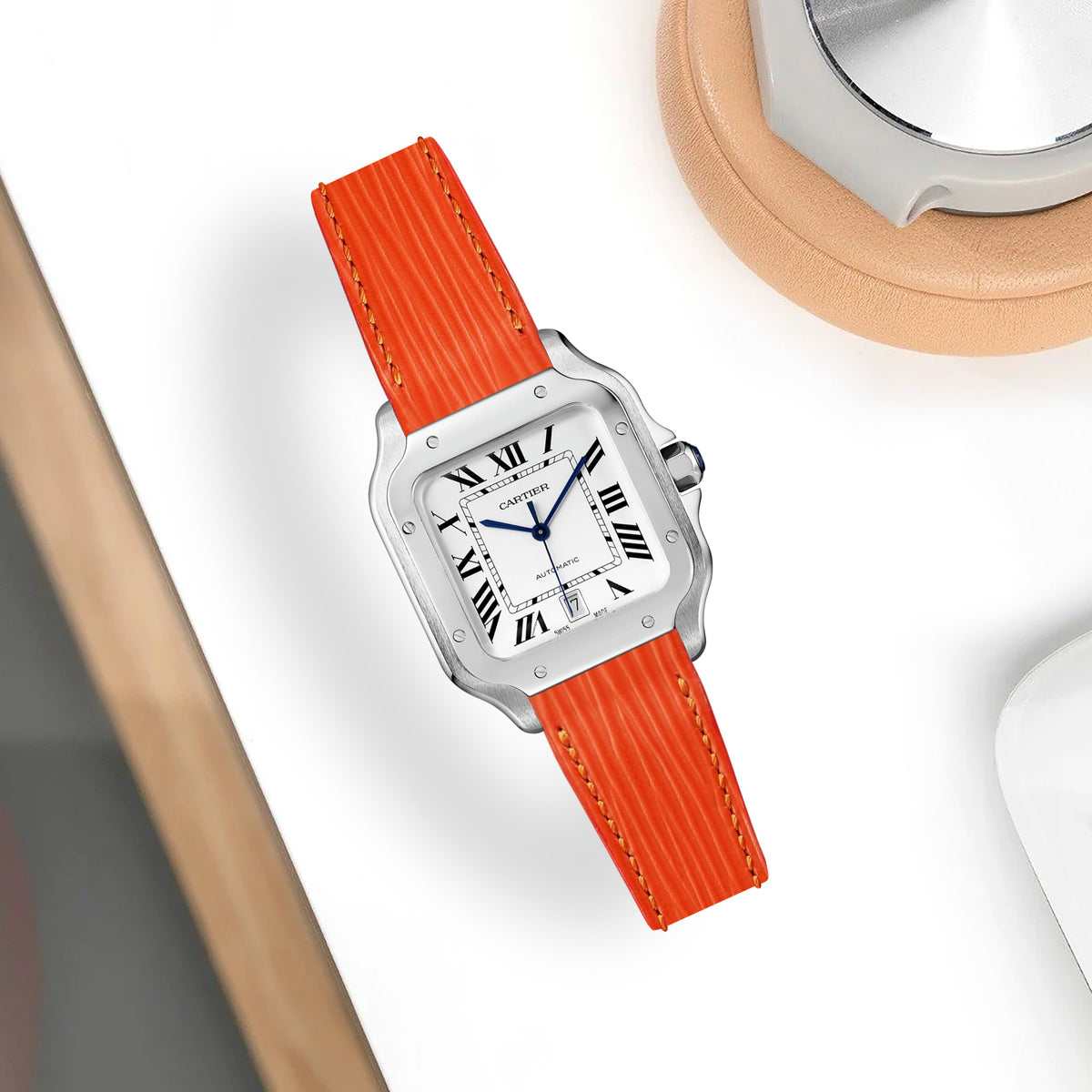 Cartier New Santos Quick Release Straps - Epi Orange – Liger Straps