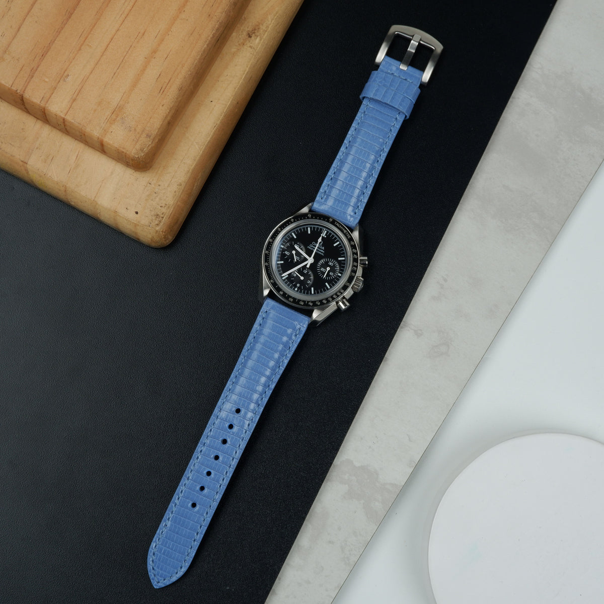 Omega Speedmaster Moonwatch Straps - Lizard Baby Blue – Liger Straps