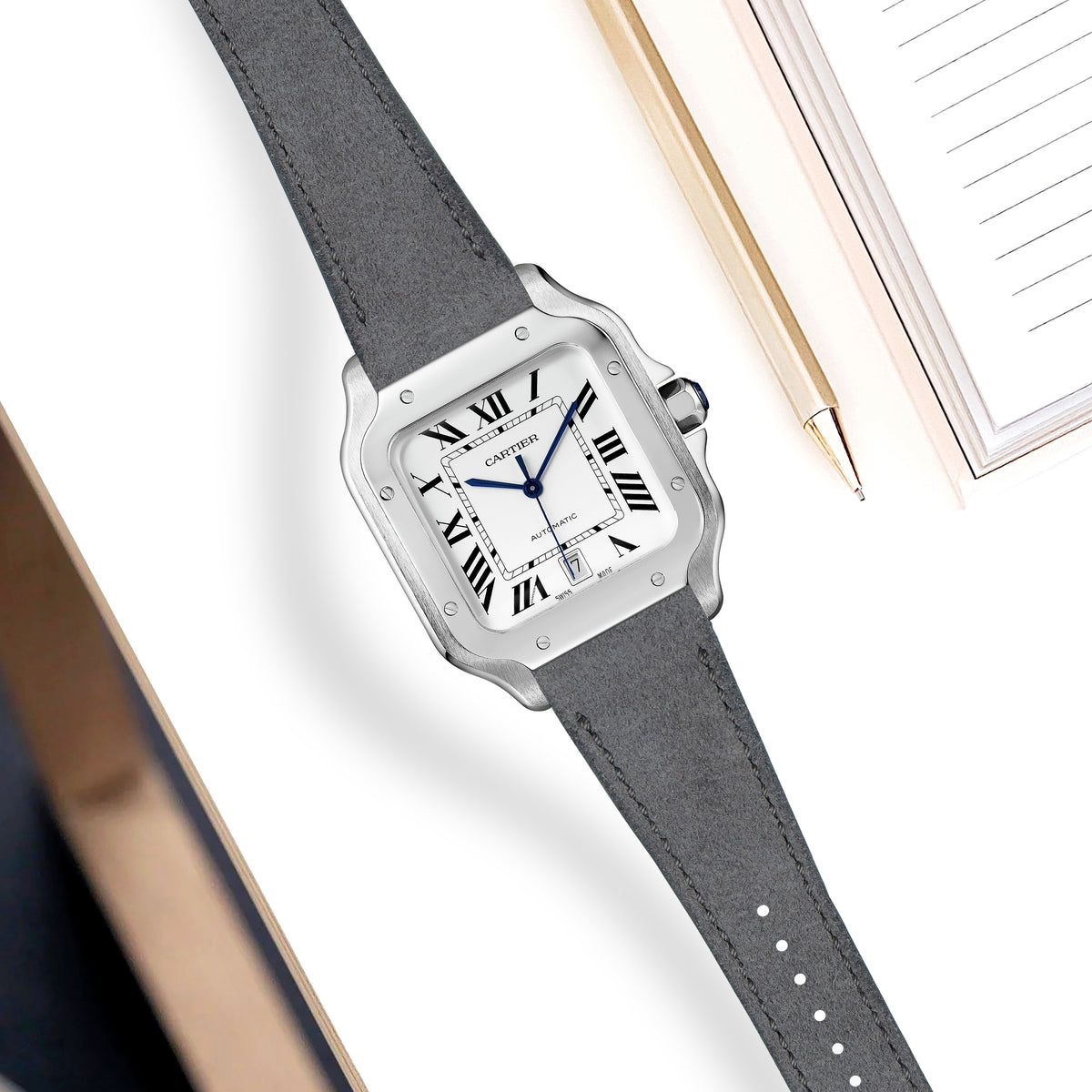 Cartier New Santos Quick Release Straps - Suede Grey – Liger Straps