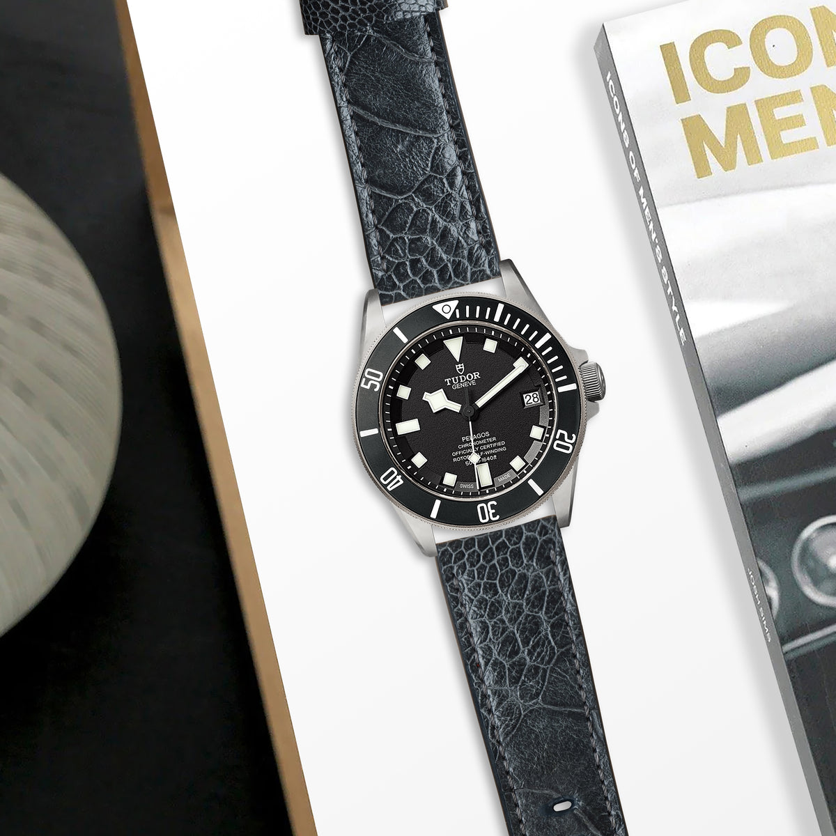 Tudor Pelagos Straps - Ostrich Leg Iron Grey – Liger Straps