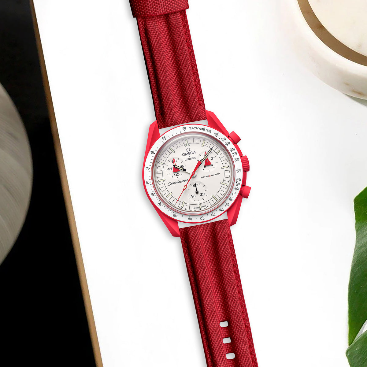Omega MoonSwatch X Swatch Straps - Phantom Red – Liger Straps