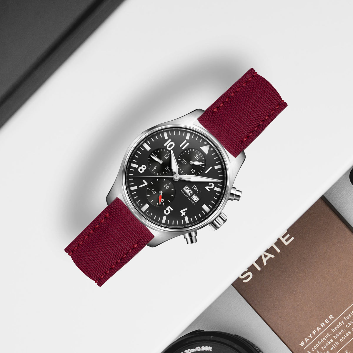 IWC Pilot Straps - Canvas Maroon – Liger Straps