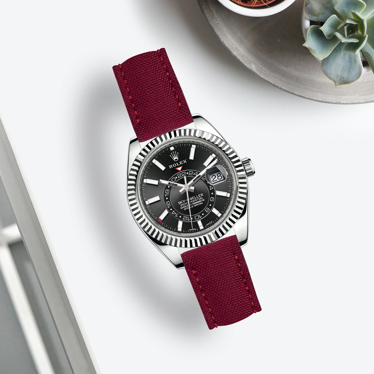 Rolex Sky-Dweller Straps - Canvas Maroon – Liger Straps