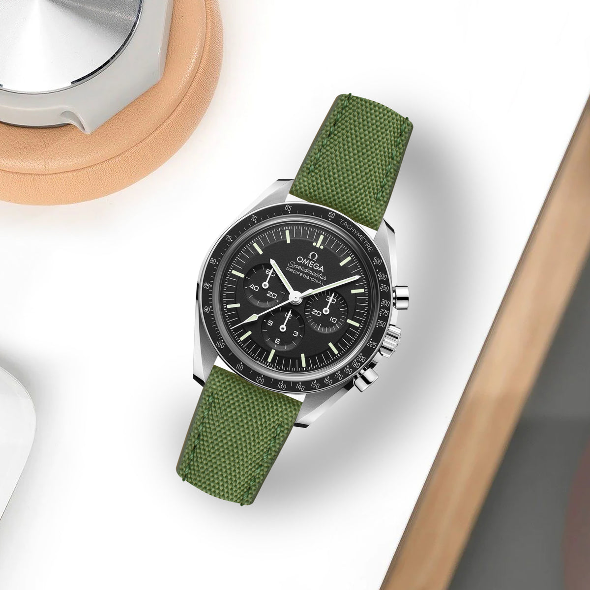 Omega Speedmaster Moonwatch Straps - Canvas Olive – Liger Straps
