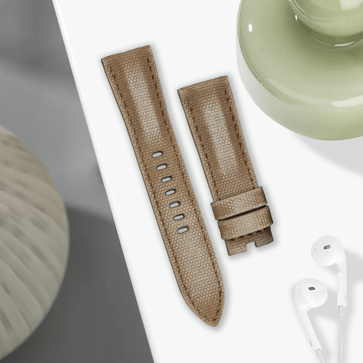 Panerai Submersible Straps - Vintage Canvas Saddle Brown – Liger Straps