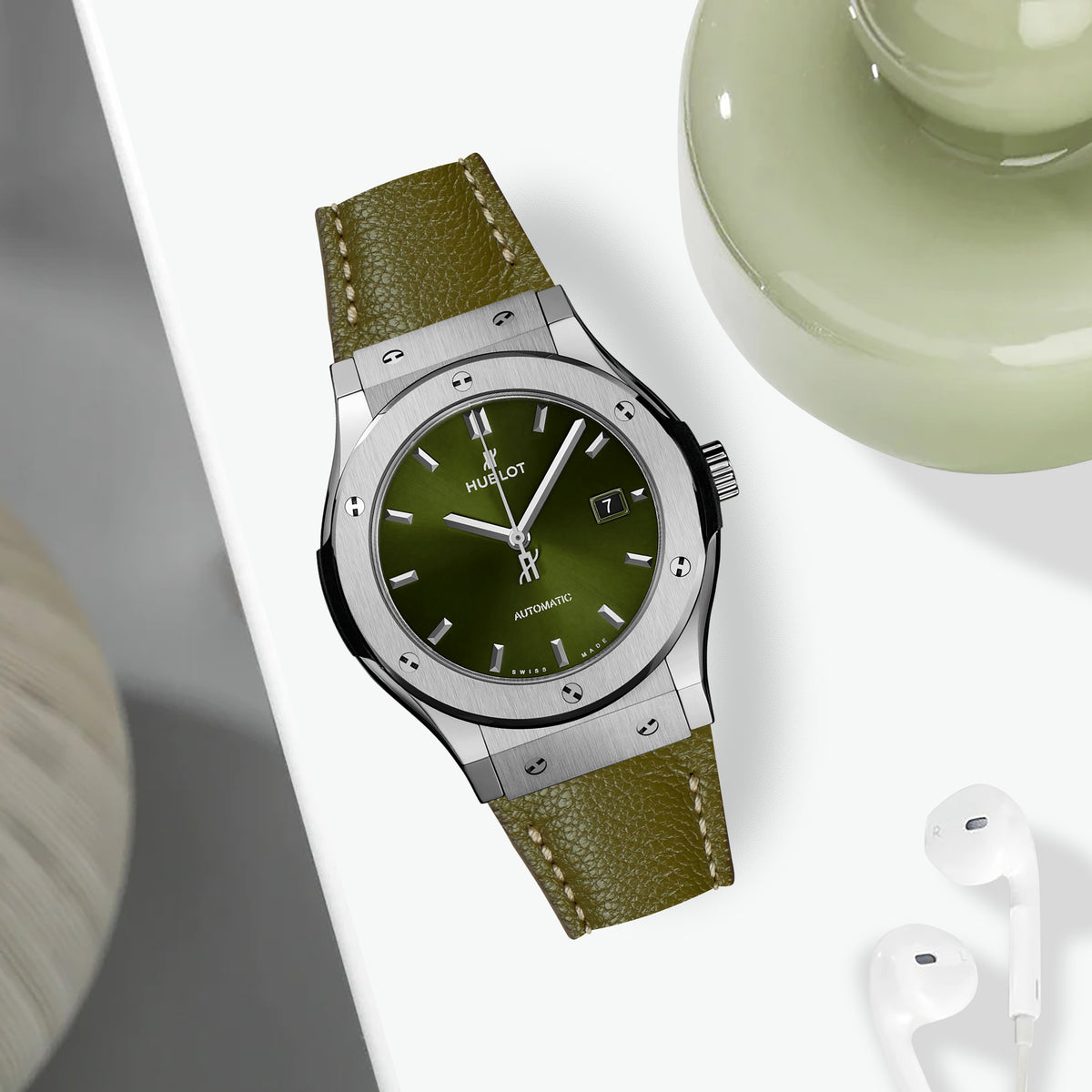 Hublot Classic Fusion Straps - Chevre Army Green – Liger Straps