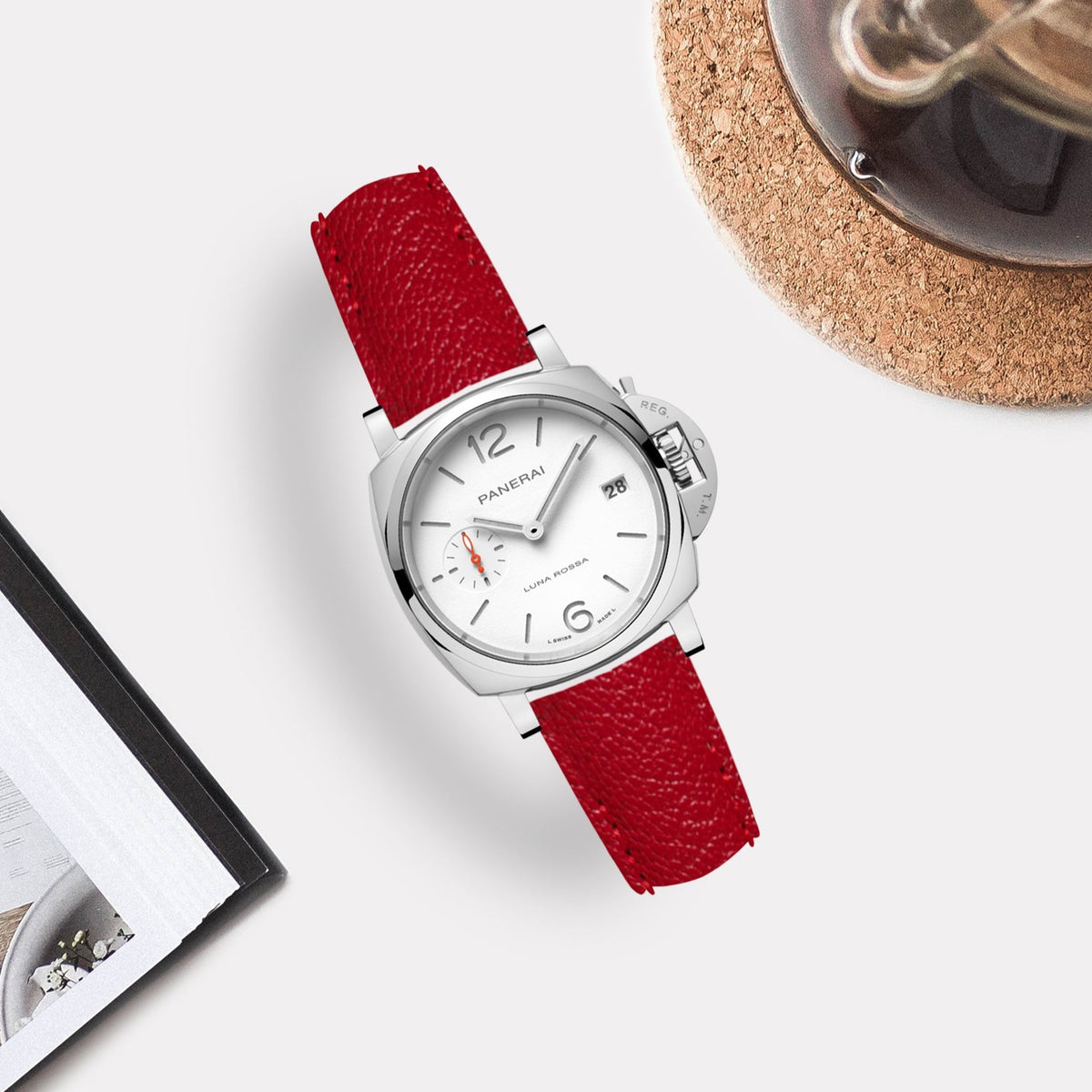 Panerai Luminor Due Straps - Chevre Red – Liger Straps