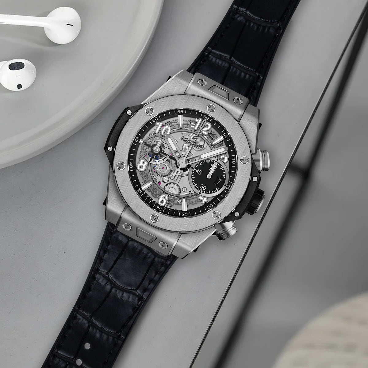 Hublot Unico One Click Straps - Croco Black – Liger Straps