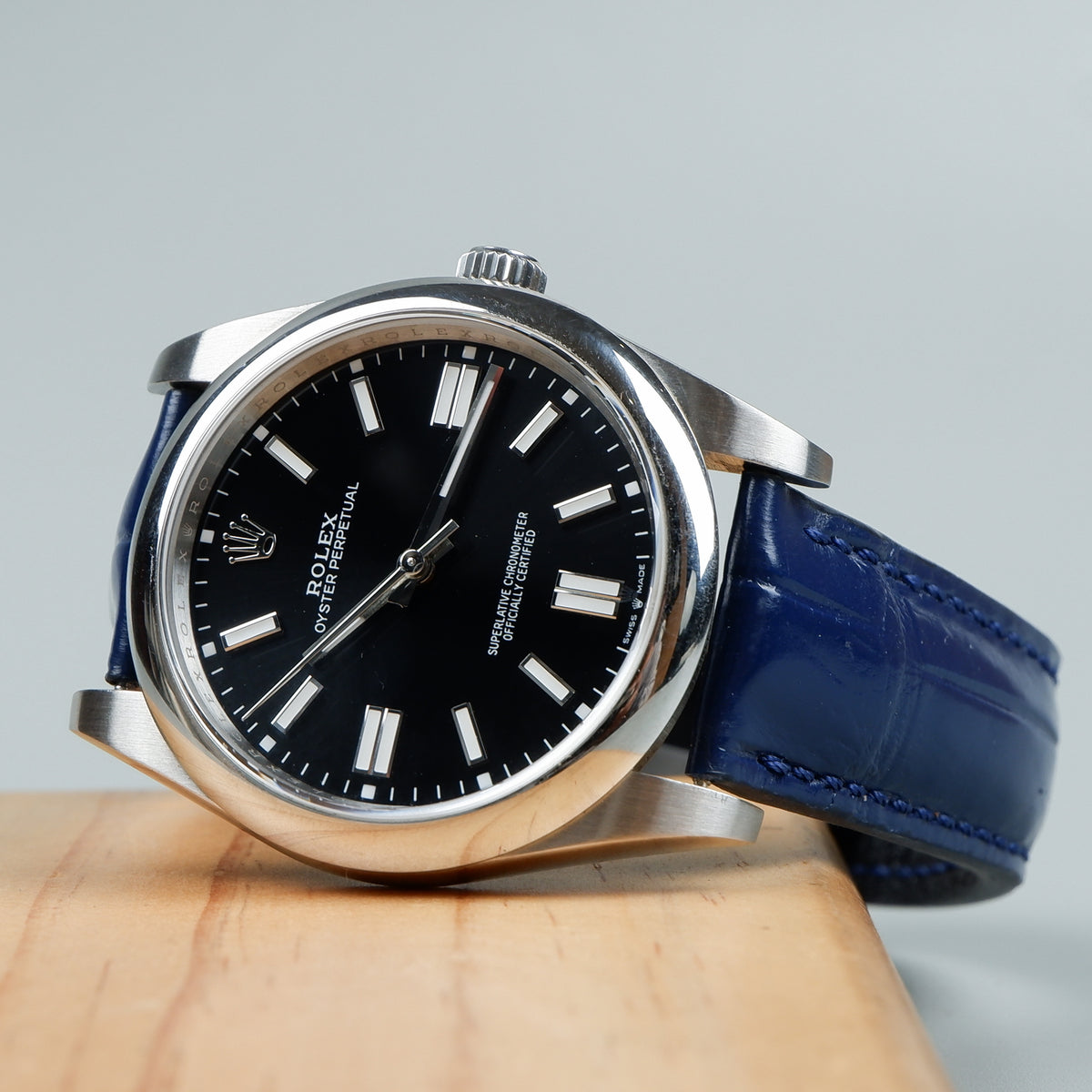 Rolex Oyster Perpetual Straps - Croco Navy Blue – Liger Straps