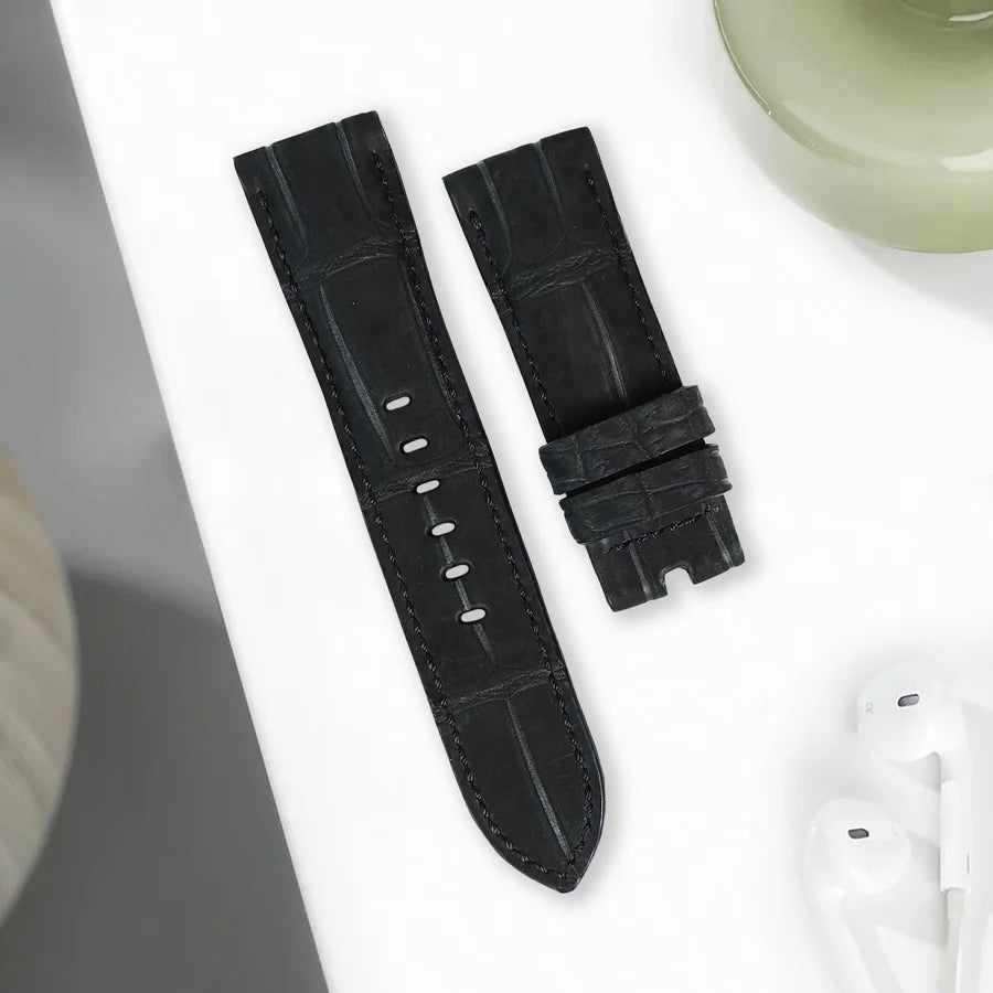 Omega Seamaster Planet Ocean Straps - Croco Nubuck Black – Liger Straps